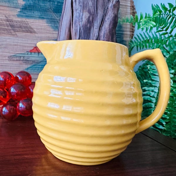 Yellow Ware Pitcher - Etsy