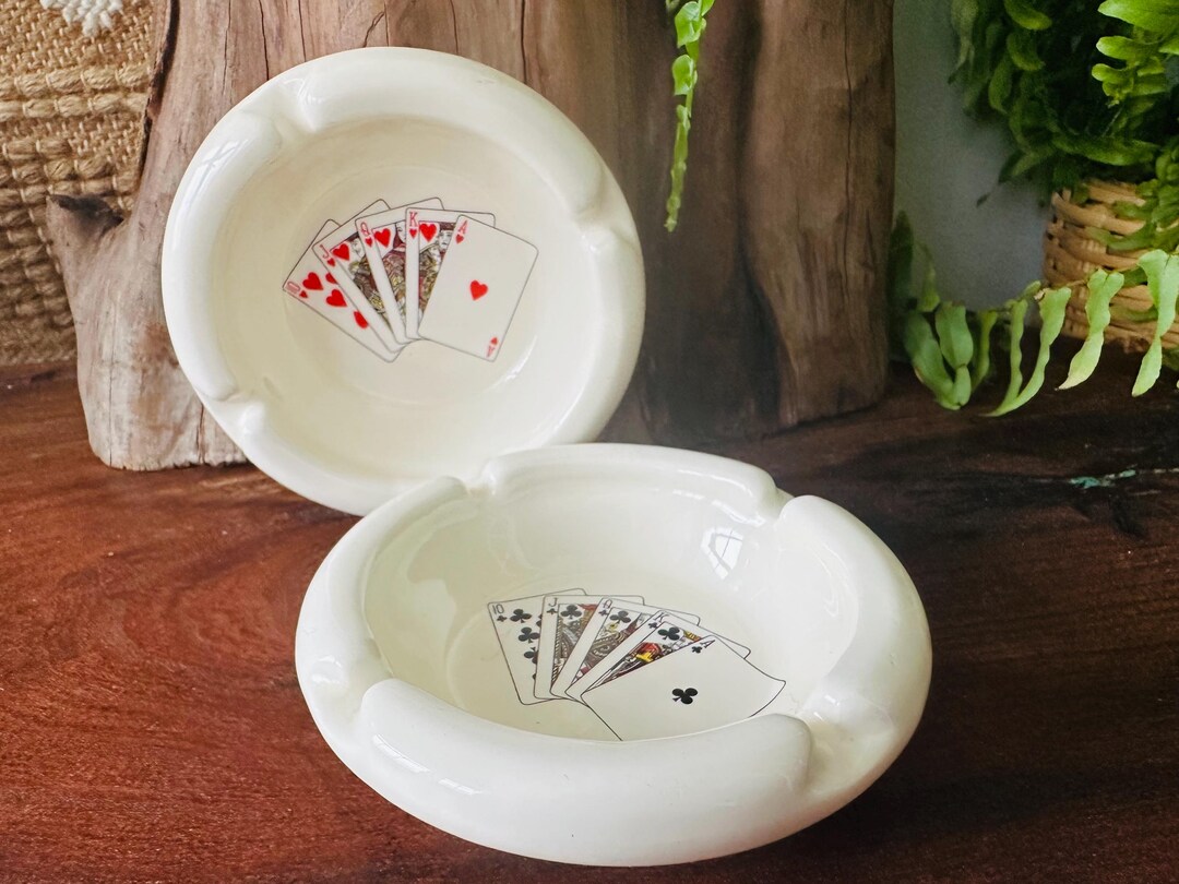 Set of 2 | Playing Cards | Ashtrays | Clubs | Hearts | Poker | Game ...