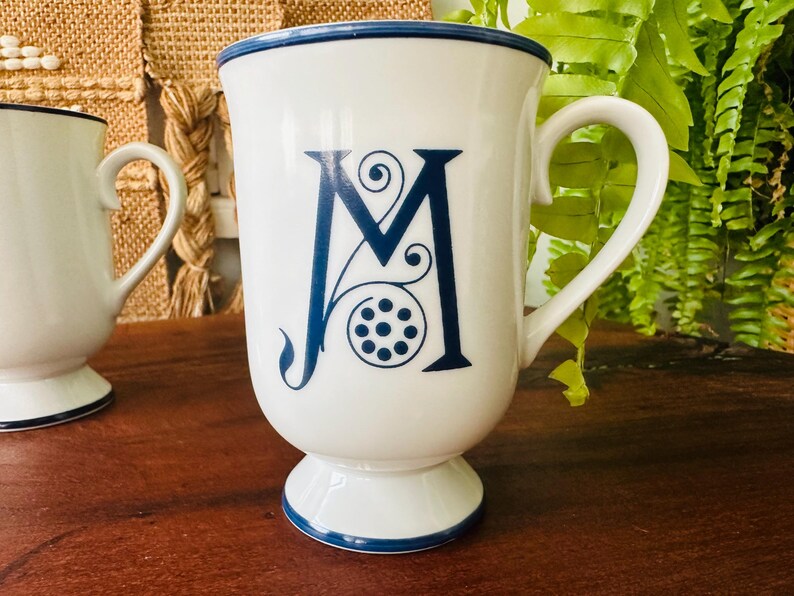 1970's Art Nouveau Styling Letter Monogram Footed Pedestal Cup Mug ...