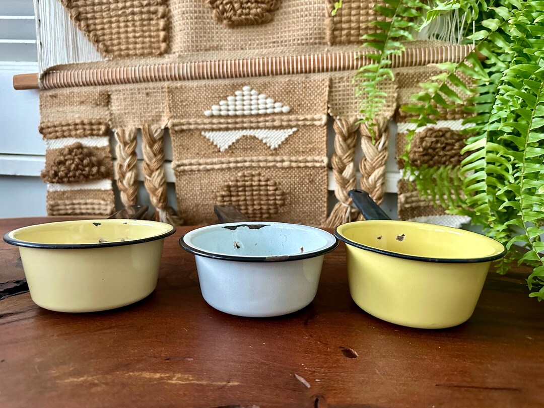 Vintage | Enamel | Granny Core Aesthetic | Sauce Pans | Pots | Enameled ...