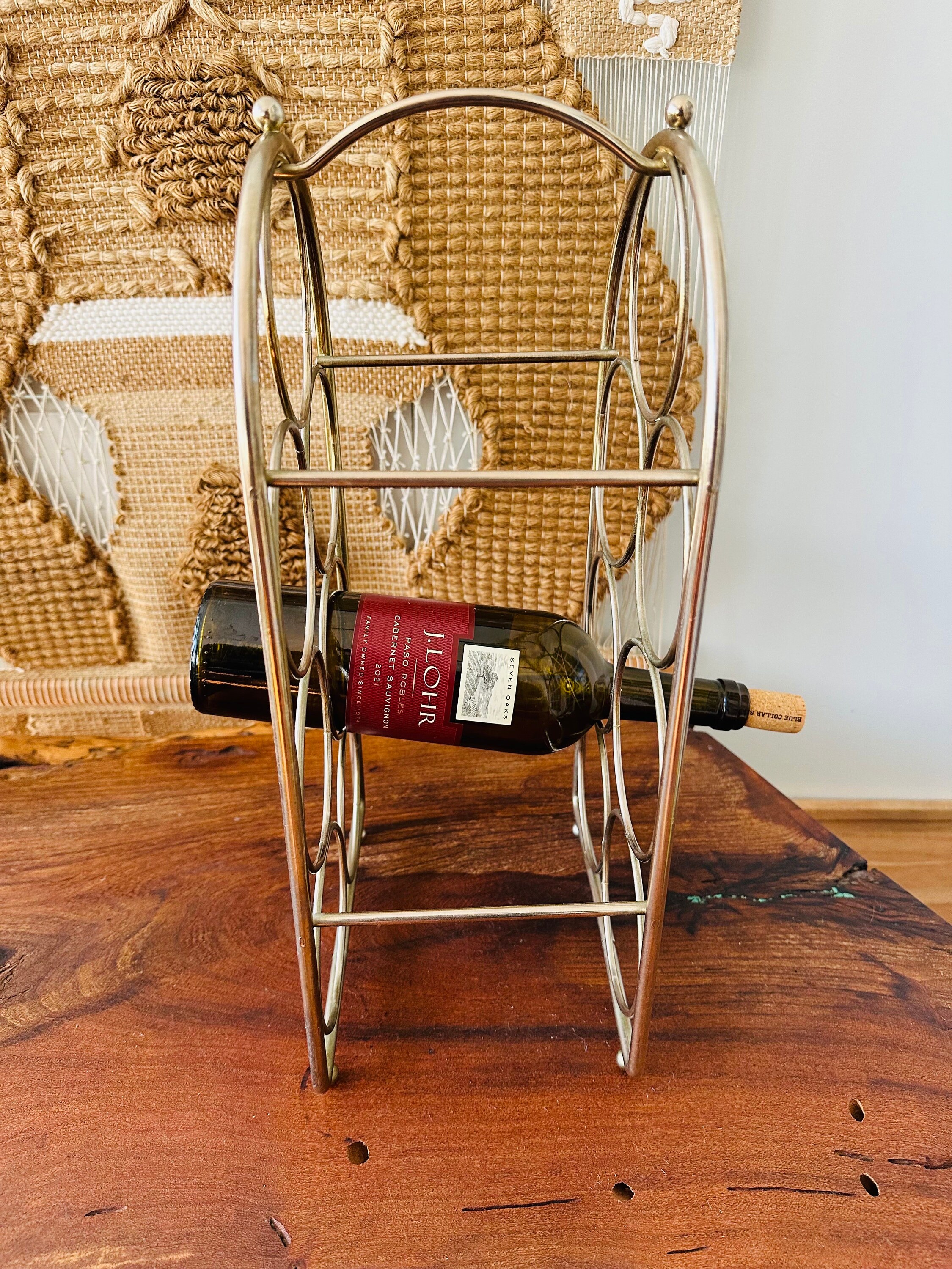 Vintage MCM Tabletop Wine Rack Gold Tone 7-bottle - Etsy