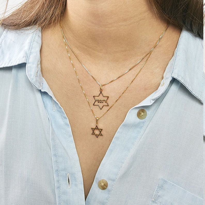 24k Gold Plated Star of David Necklace: Sterling Silver Magen David ...