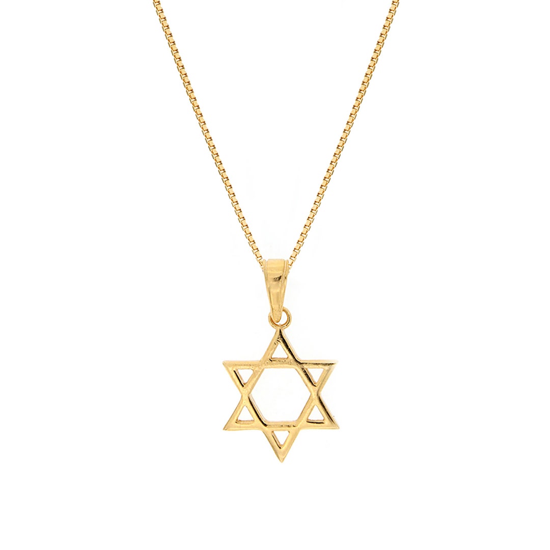 24k Gold Plated Star of David Necklace: Sterling Silver Magen David ...