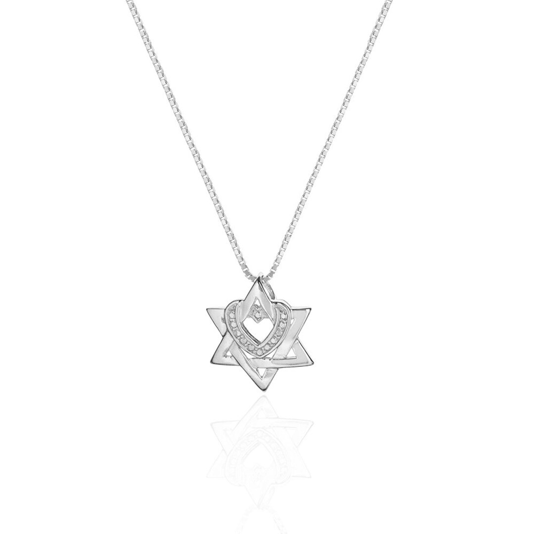 Star of David Heart Pendant Necklace, 925 Sterling Silver, Magen David ...