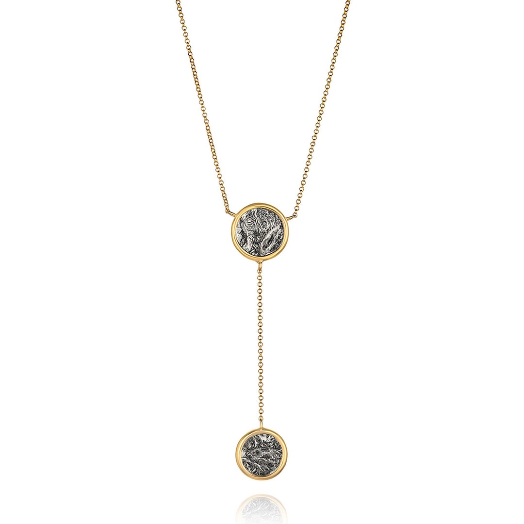 24k Gold Plated Lariat Necklace, Coin Shape Medallion, Symbolic Jewelry ...