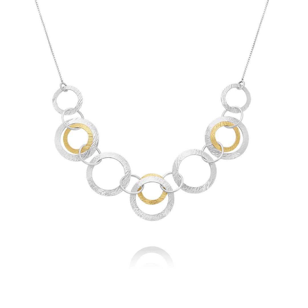 Interlocking Circle Pendant Necklace: 925 Silver & 24k Gold Charm ...