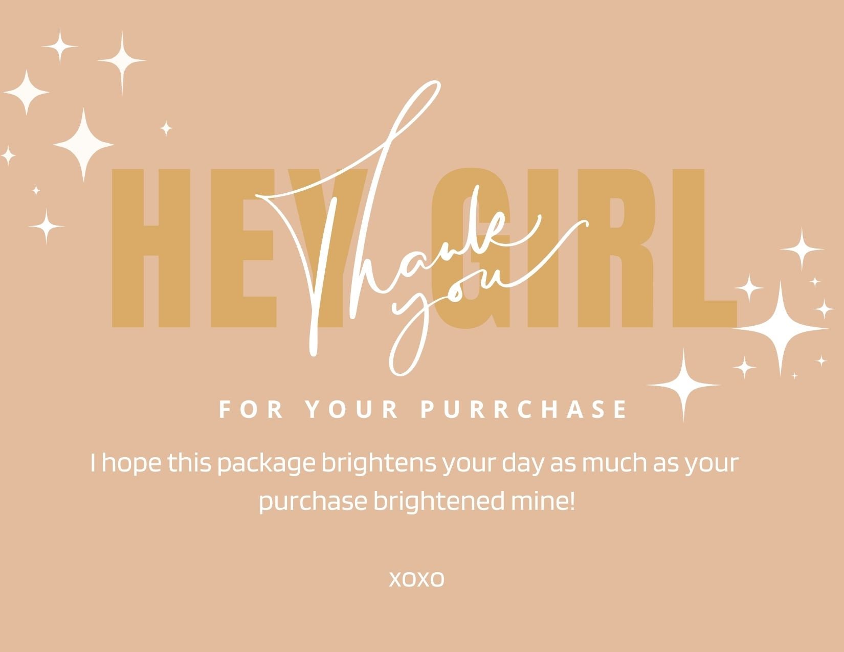 Hey Girl Thank You for Your Order - Thank You Card - Etsy