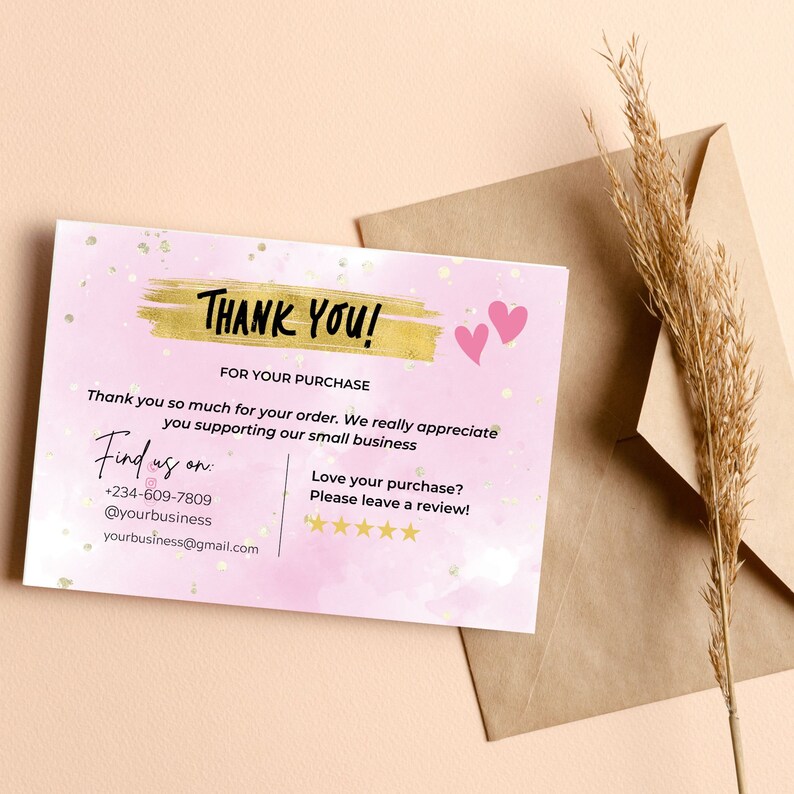 Thank You Card Template, Thank You Insert, Canva Thank You Template ...