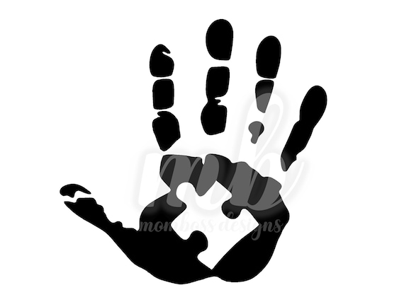 Puzzle Hand Print PNG SVG | Etsy