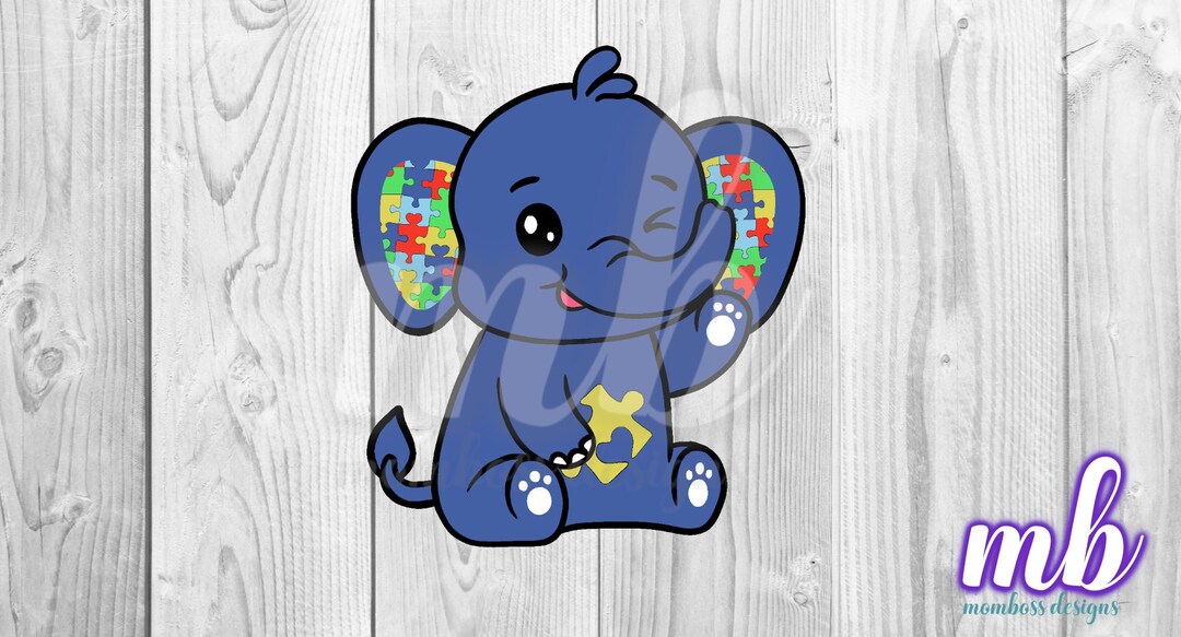 Autism Elephant - PNG - Etsy
