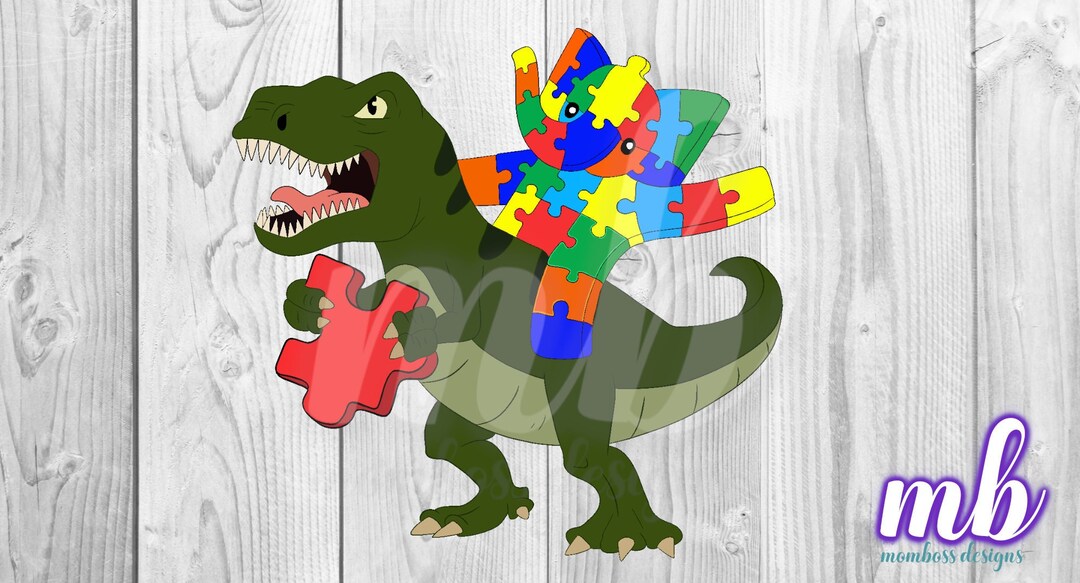 Dinosaur & Puzzle Pieces - PNG - Etsy