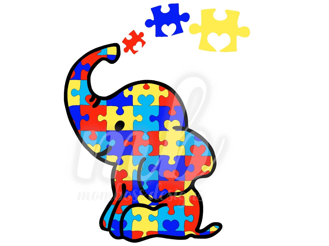 Autism Elephant SVG PNG - Etsy