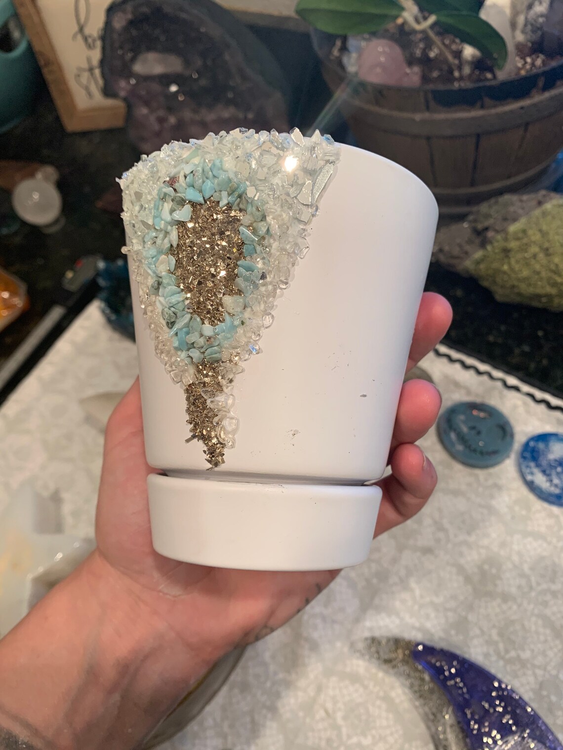 Custom Ceramic Geode Planters With Genuine Crystals - Etsy