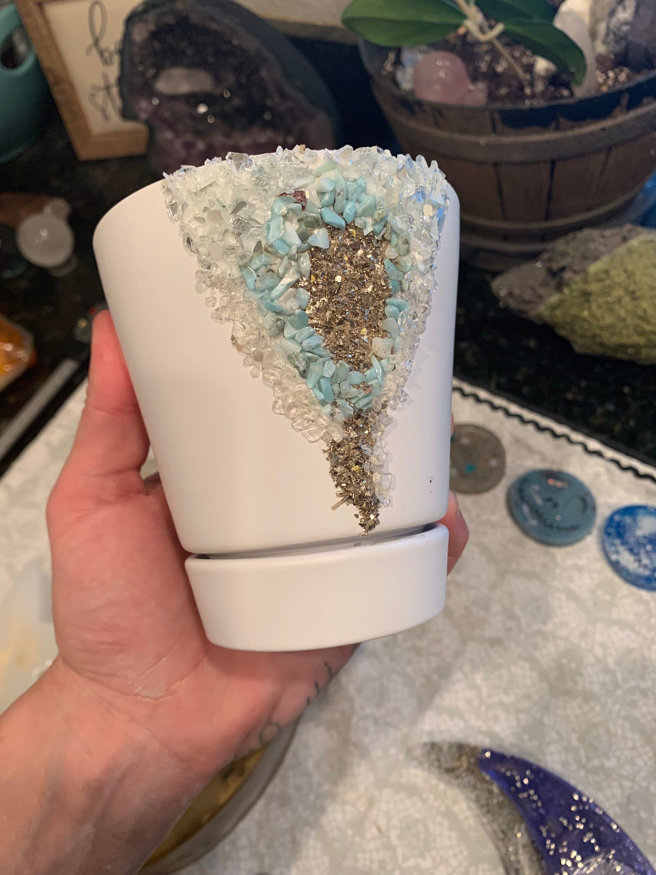 Custom Ceramic Geode Planters With Genuine Crystals - Etsy