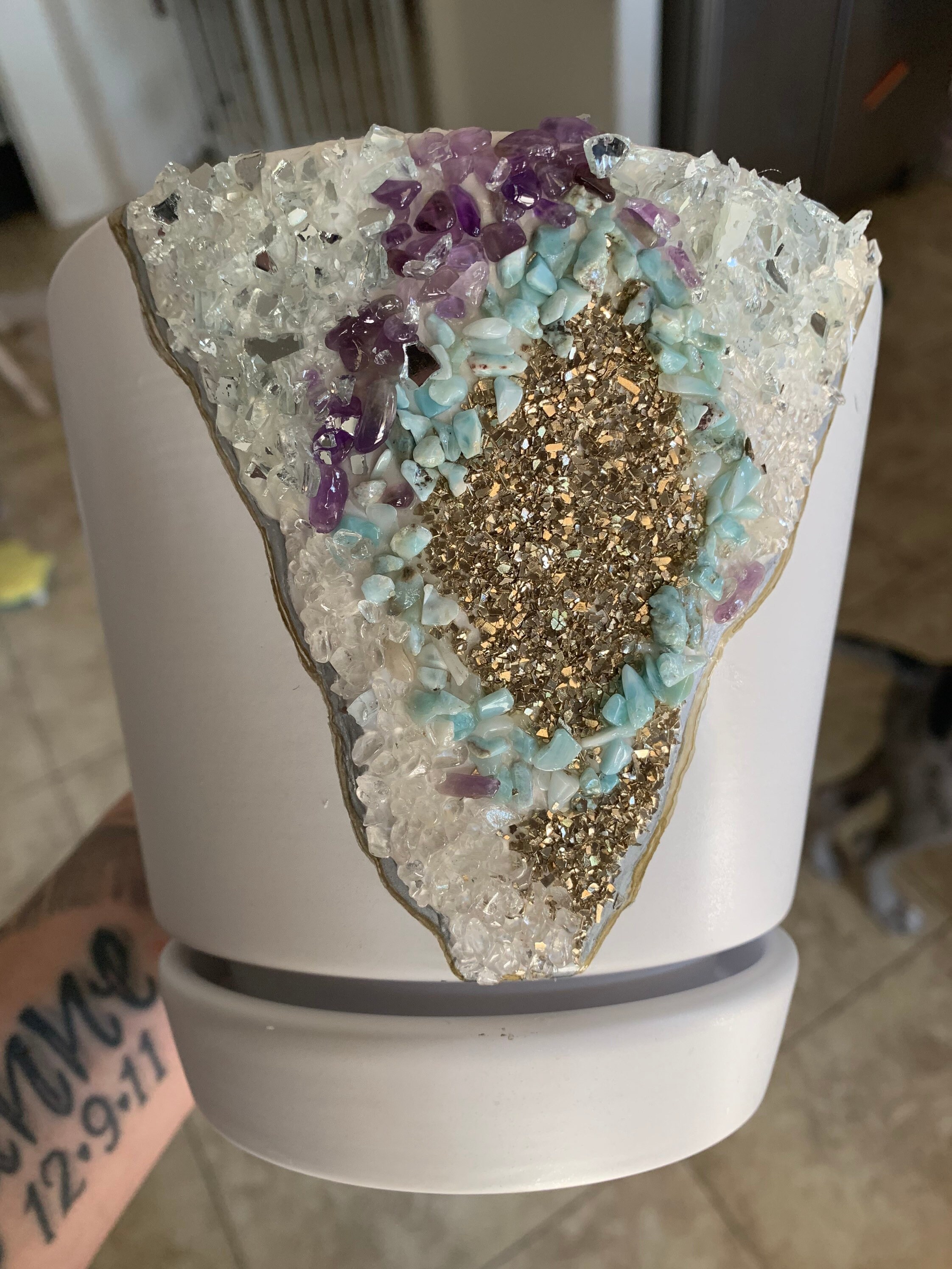 Custom Ceramic Geode Planters With Genuine Crystals - Etsy