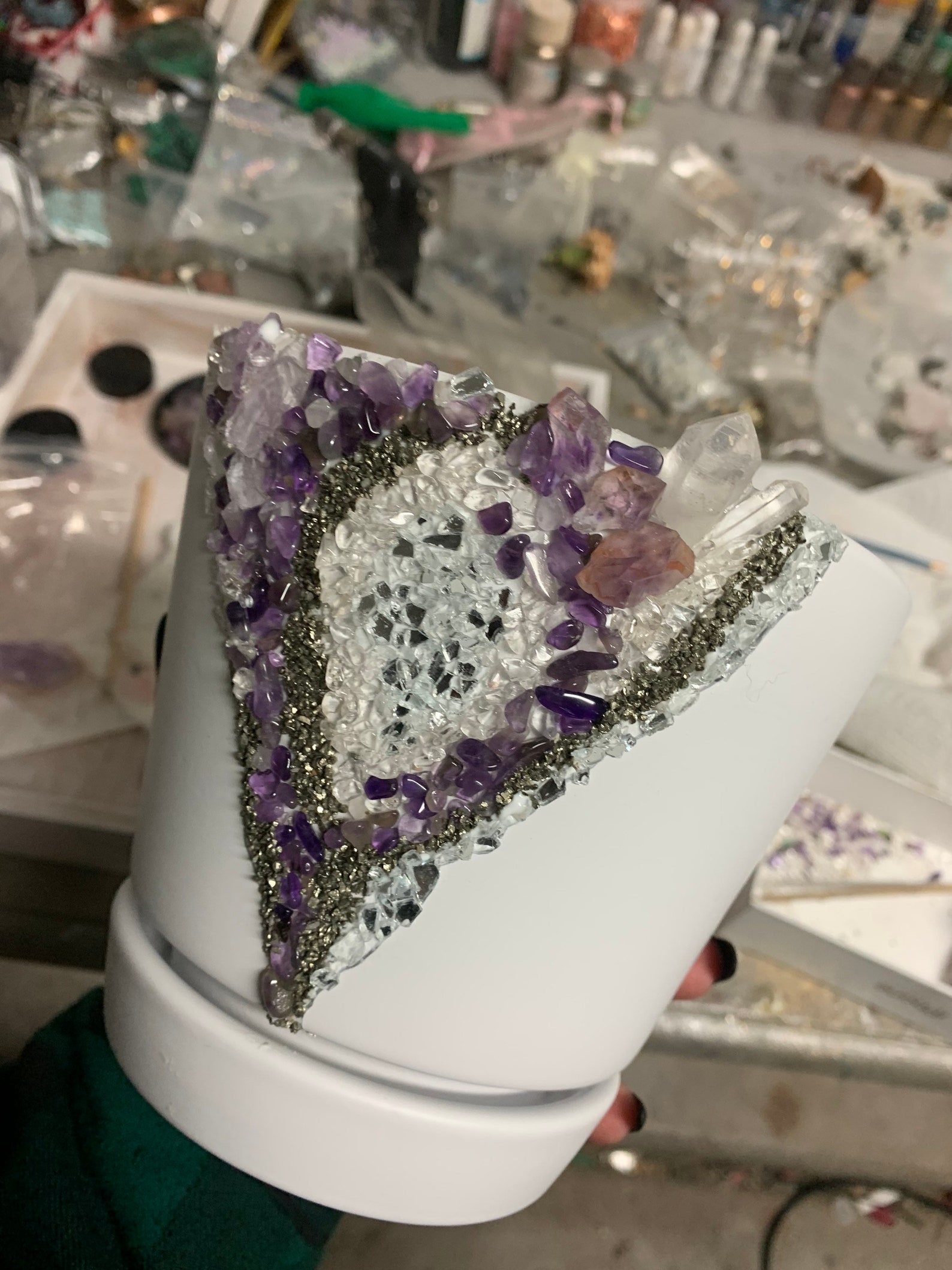 Custom Ceramic Geode Planters With Genuine Crystals - Etsy