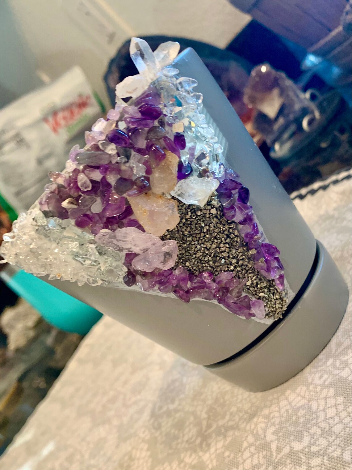 Custom Ceramic Geode Planters With Genuine Crystals - Etsy