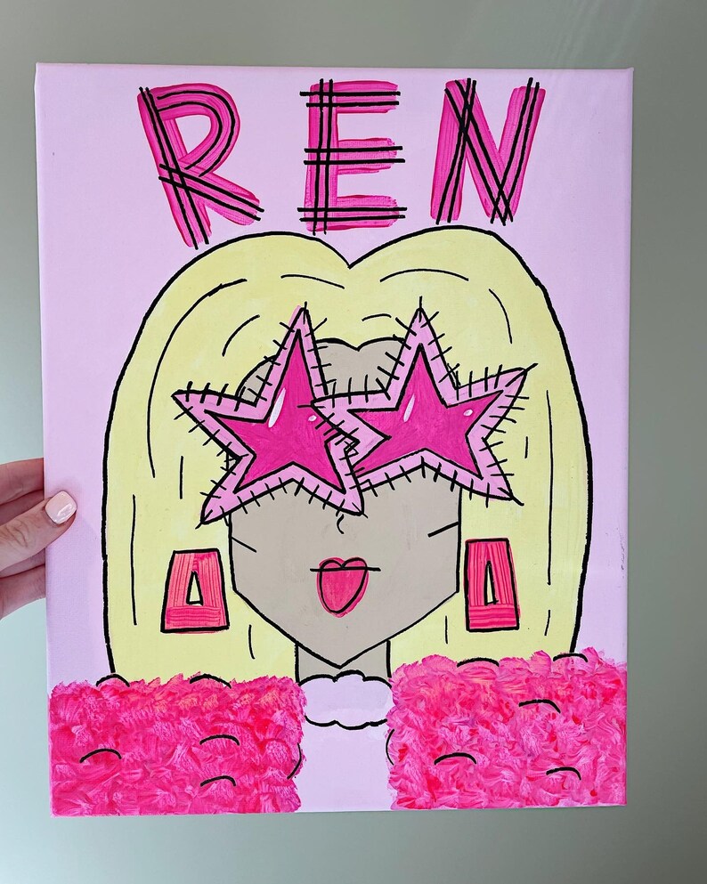 Preppy Girl Canvas Painting - Etsy