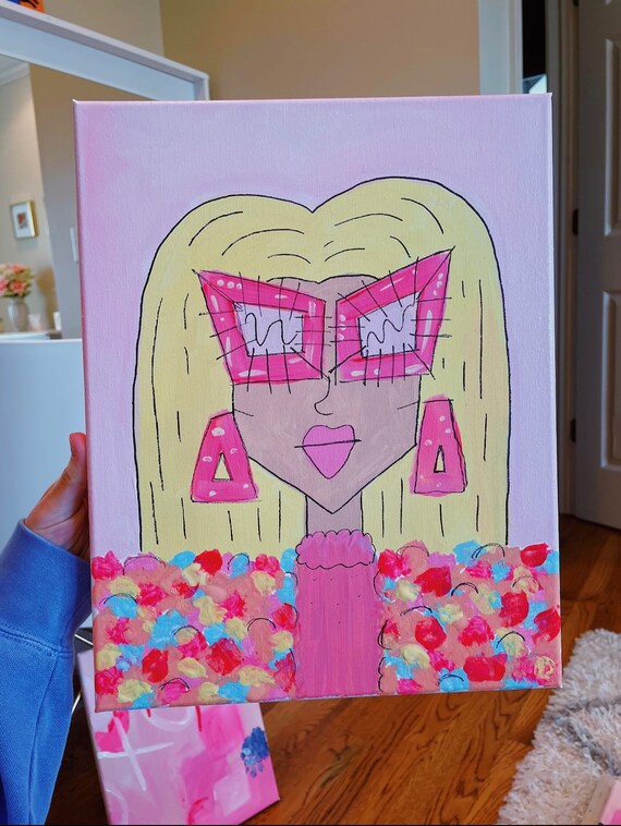 Preppy Girl Canvas Painting | Etsy