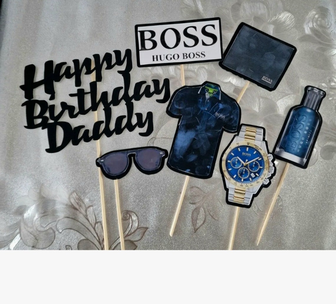 Hugo Boss Cake Card Toppers With Personalised Name, Any Age. - Etsy UK