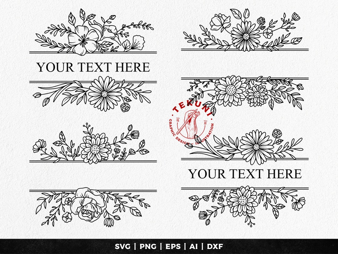 Floral Border SVG, Split Flower - Instant Download - Etsy
