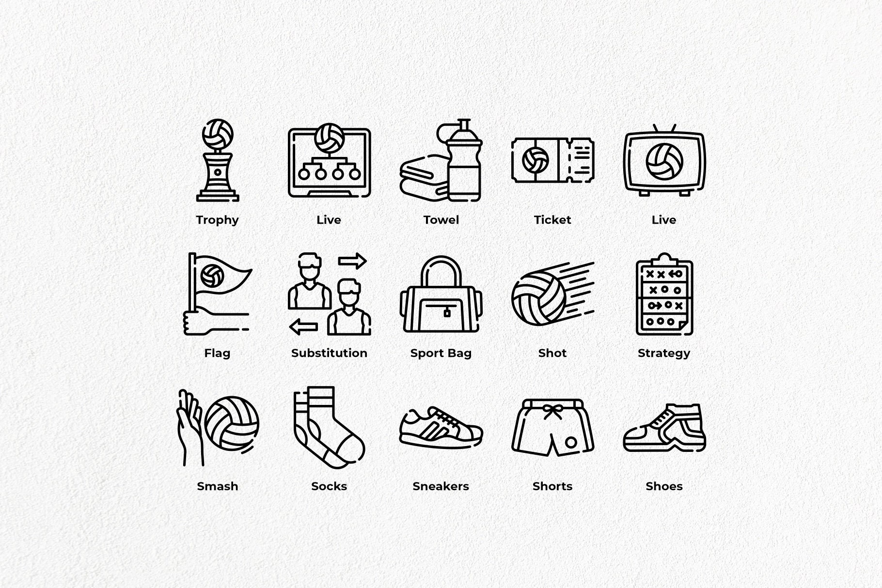 Volleyball Icon Pack, Sports Icon Set Instant Download - Etsy