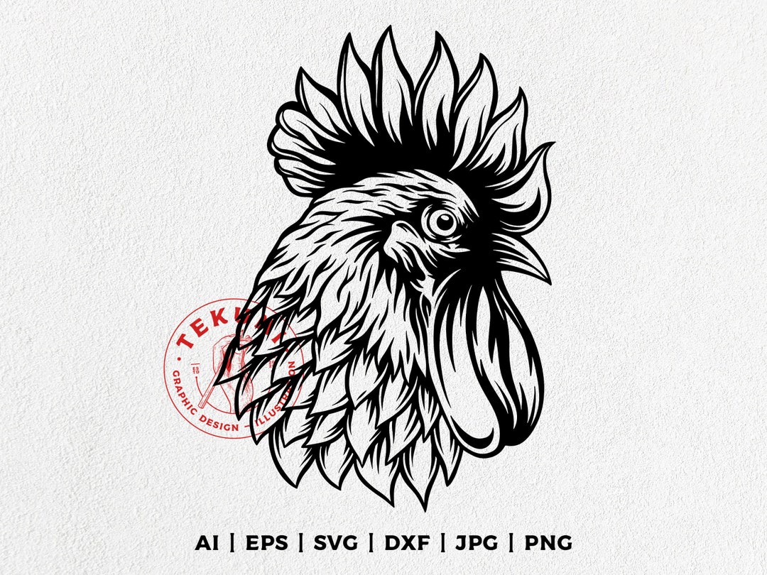 Rooster SVG, Rooster Logo Vector, Rooster Head Stencil, INSTANT ...