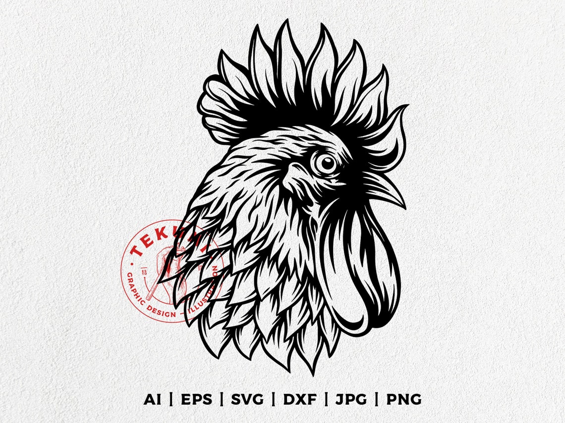 Rooster SVG, Rooster Logo Vector, Rooster Head Stencil, INSTANT ...