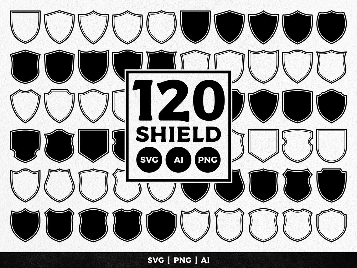Shield SVG Bundle: 120 Vector Designs (digital Download) - Etsy Canada