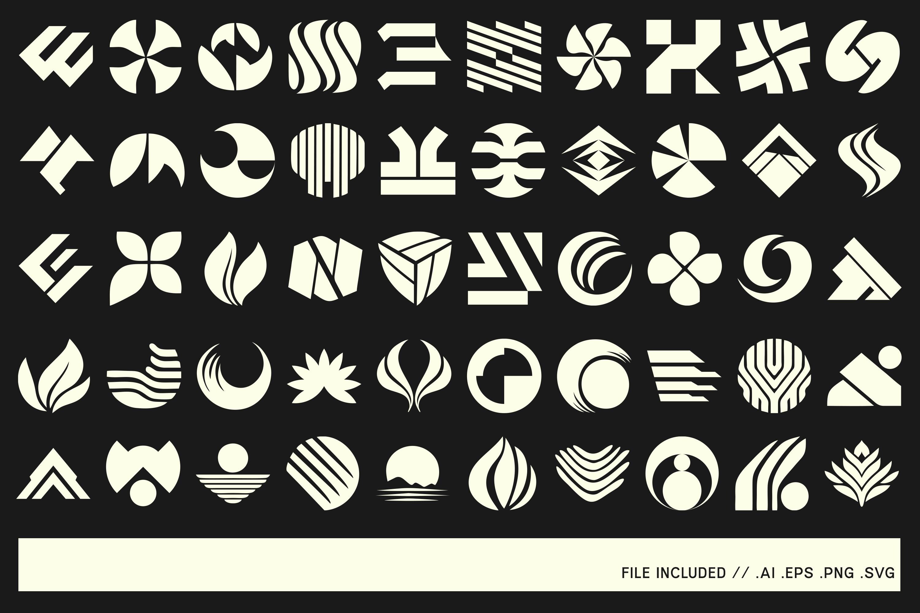100 Geometric Abstract Logo Templates | Minimalist Logo Vector Set Vol ...