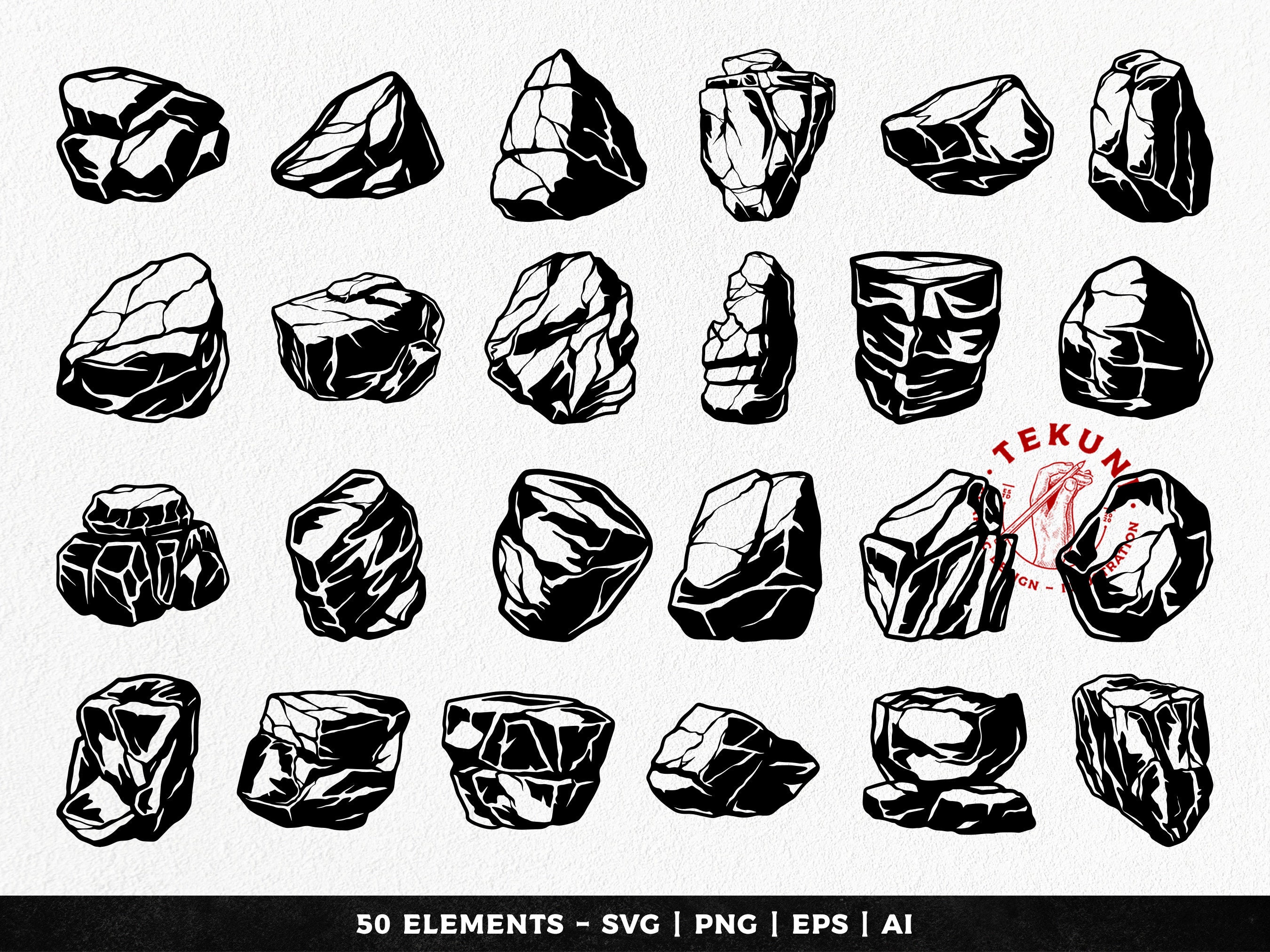 Rock Svg Bundle, Stones and Boulders Svg Instant Download - Etsy