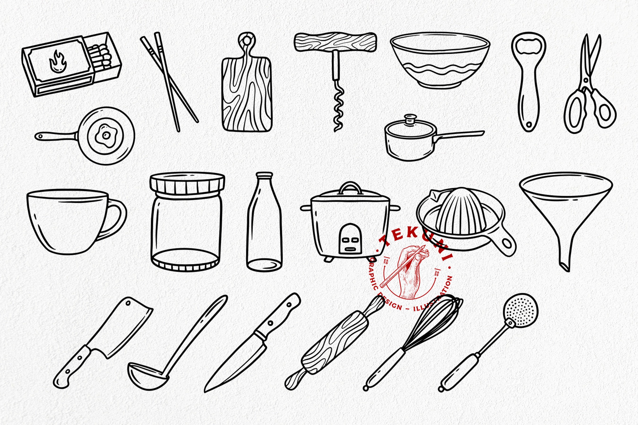 Kitchen Utensils Illustration Bundle Instant Download - Etsy