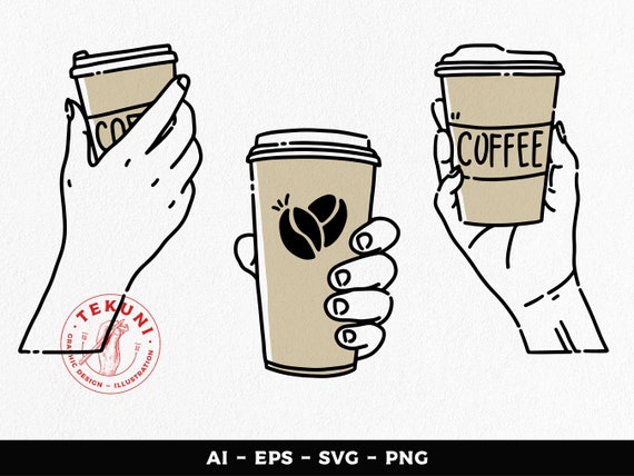 Hand Holding Coffee Cup Svg Coffee Line Art Svg Instant - Etsy