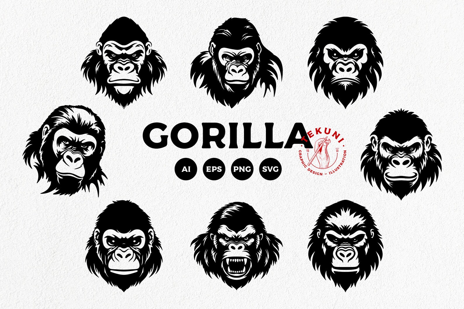 Gorilla Head Svg, Gorilla Svg, Gorilla Silhouette - Instant Download - Etsy