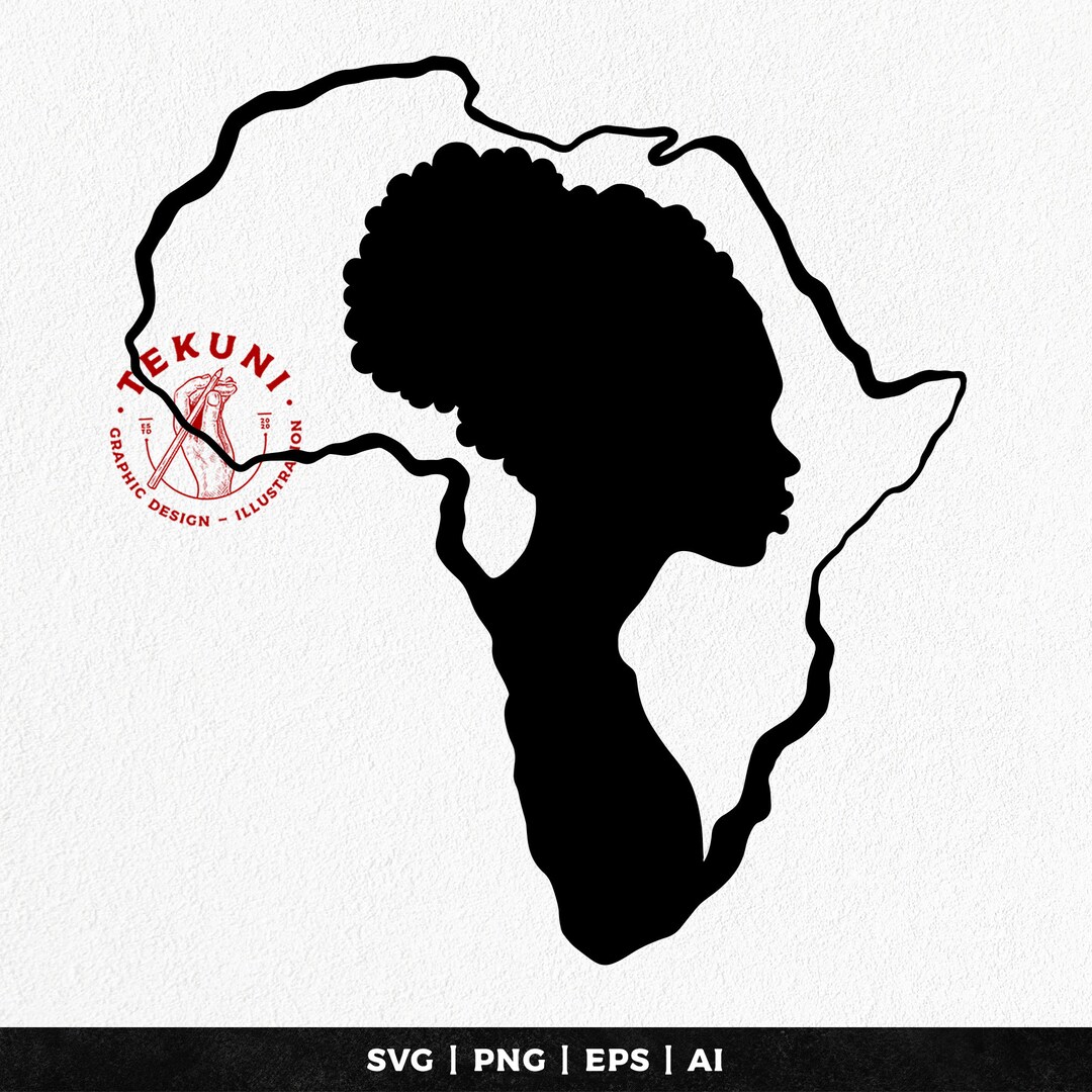 Africa Map With Woman Face Silhouette - Instant Download - Etsy