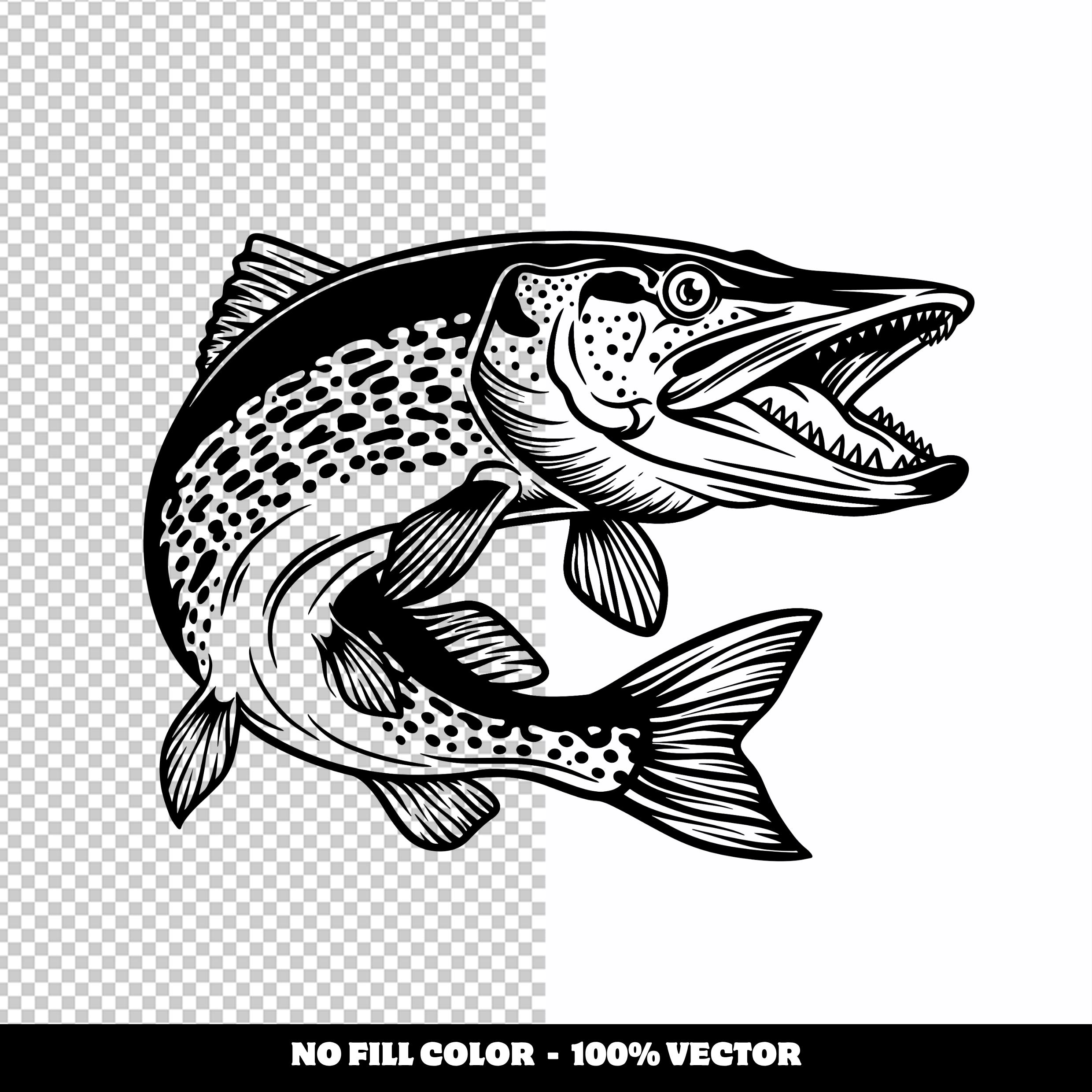 Pike Fish SVG: Fishing Decal, Predator Clipart (digital Download - Etsy