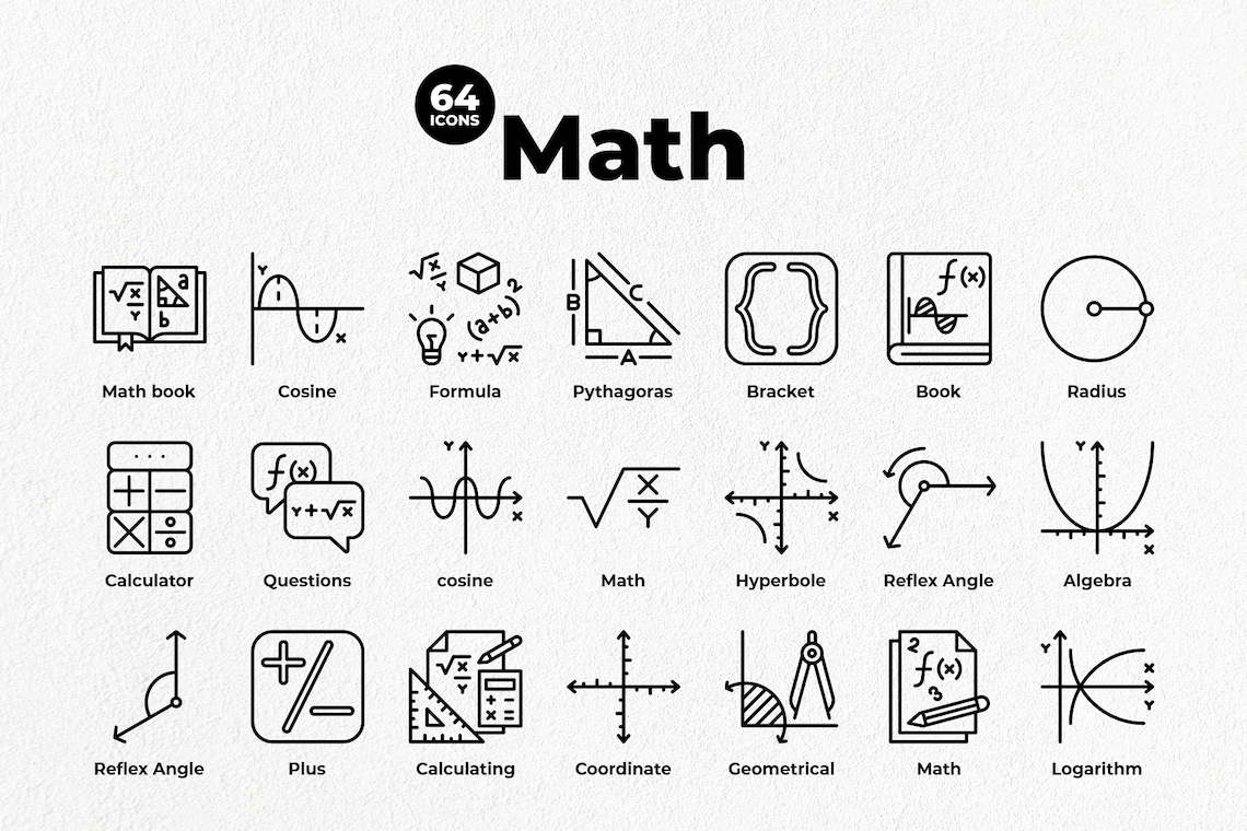 Math Icon Pack - Instant Download - Etsy
