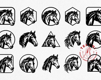 Horse Head Svg - Pdf - Png - Dxf - Horse Silhouette - Commercial Use ...