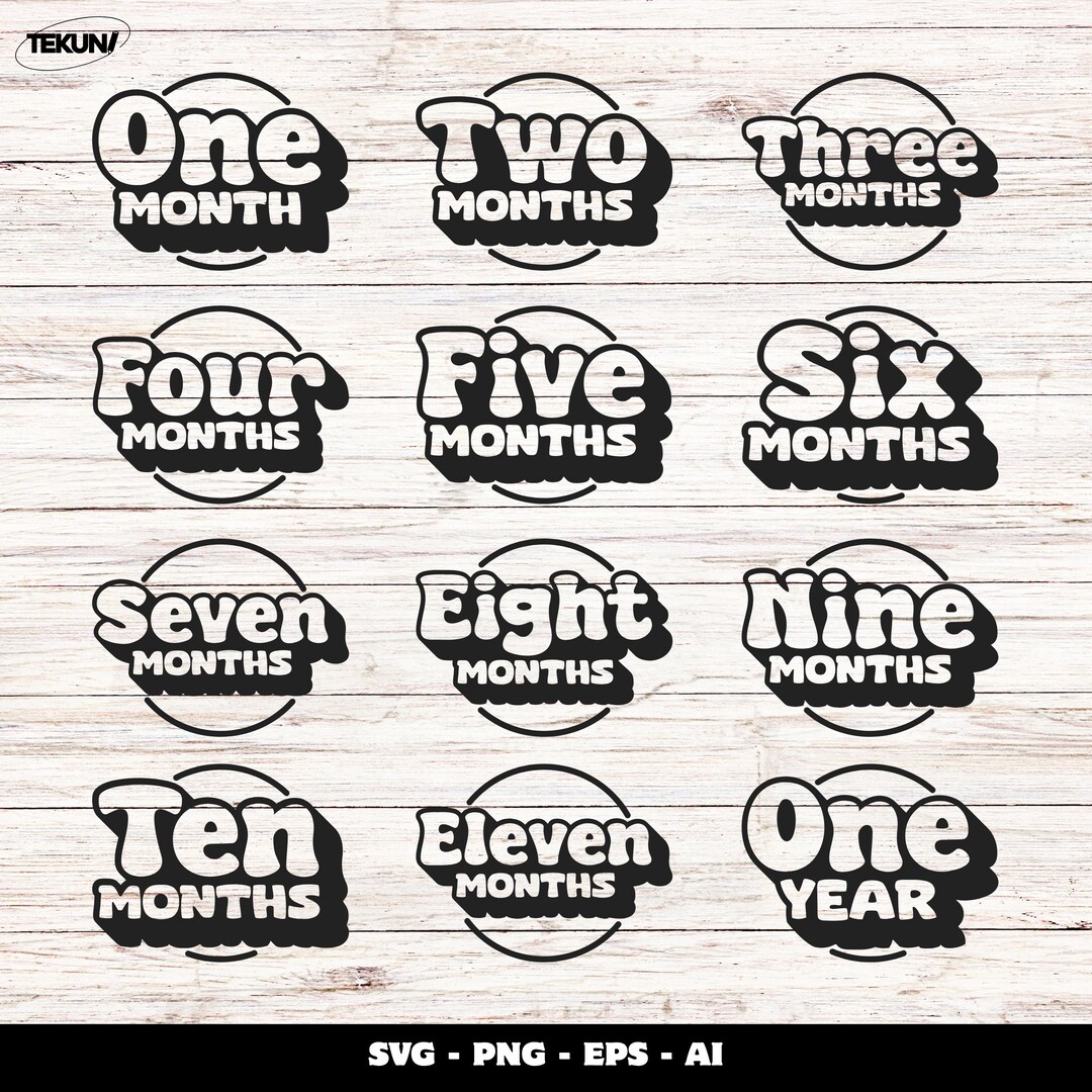 Baby Monthly Milestone SVG Bundle: Modern Script Cut Files (digital ...