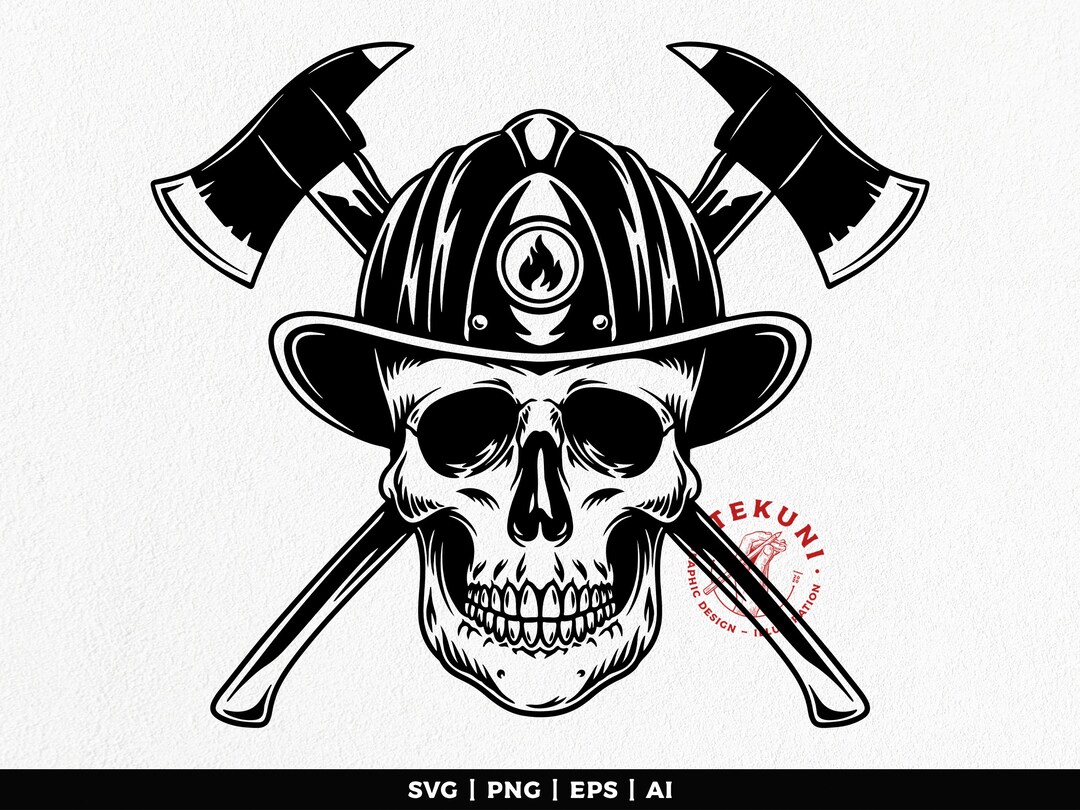 Firefighter Skull Svg, Firefighter Skull Cut File, Skull Svg, Instant ...