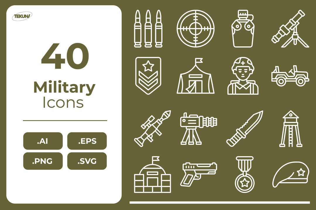 40 Military Icon Set, Army Icons, Soldier Equipment Symbols Vector - Etsy