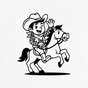 Retro Cowboy Cartoon Character Illustration - Instant Download - Etsy