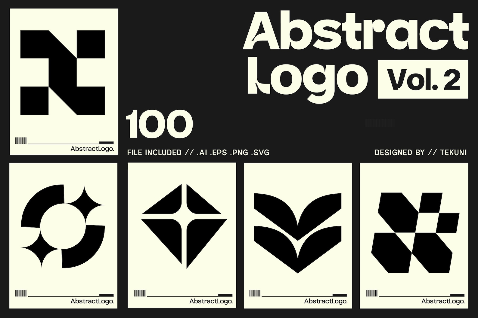 Modern Abstract Logo Template Bundle | 100 Minimal Logo Vector Set Vol ...