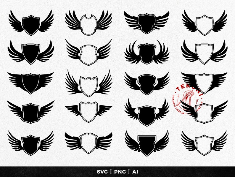 Winged Shield Svg Bundle, Coat of Arms Svg - Instant Download - Etsy
