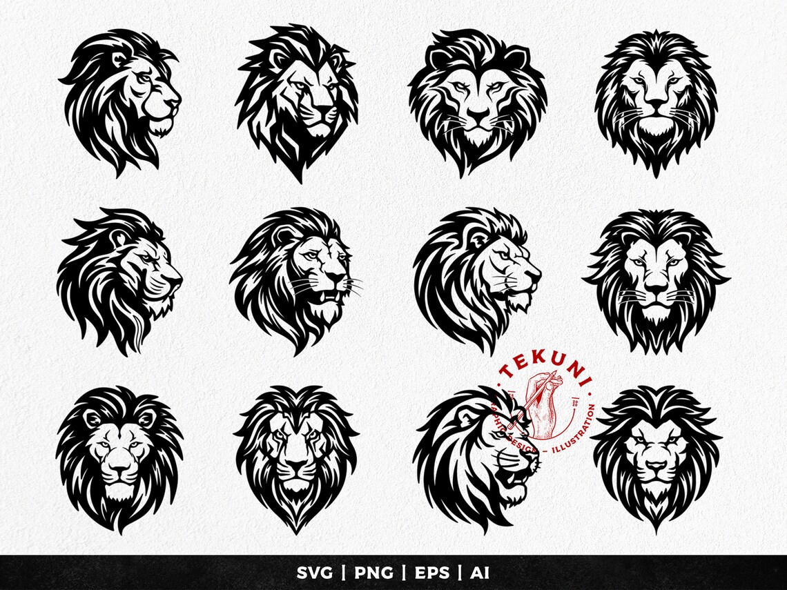 Löwenkopf SVG Bundle, Löwe Gesicht SVG Logo Design, Löwe svg - Digital ...