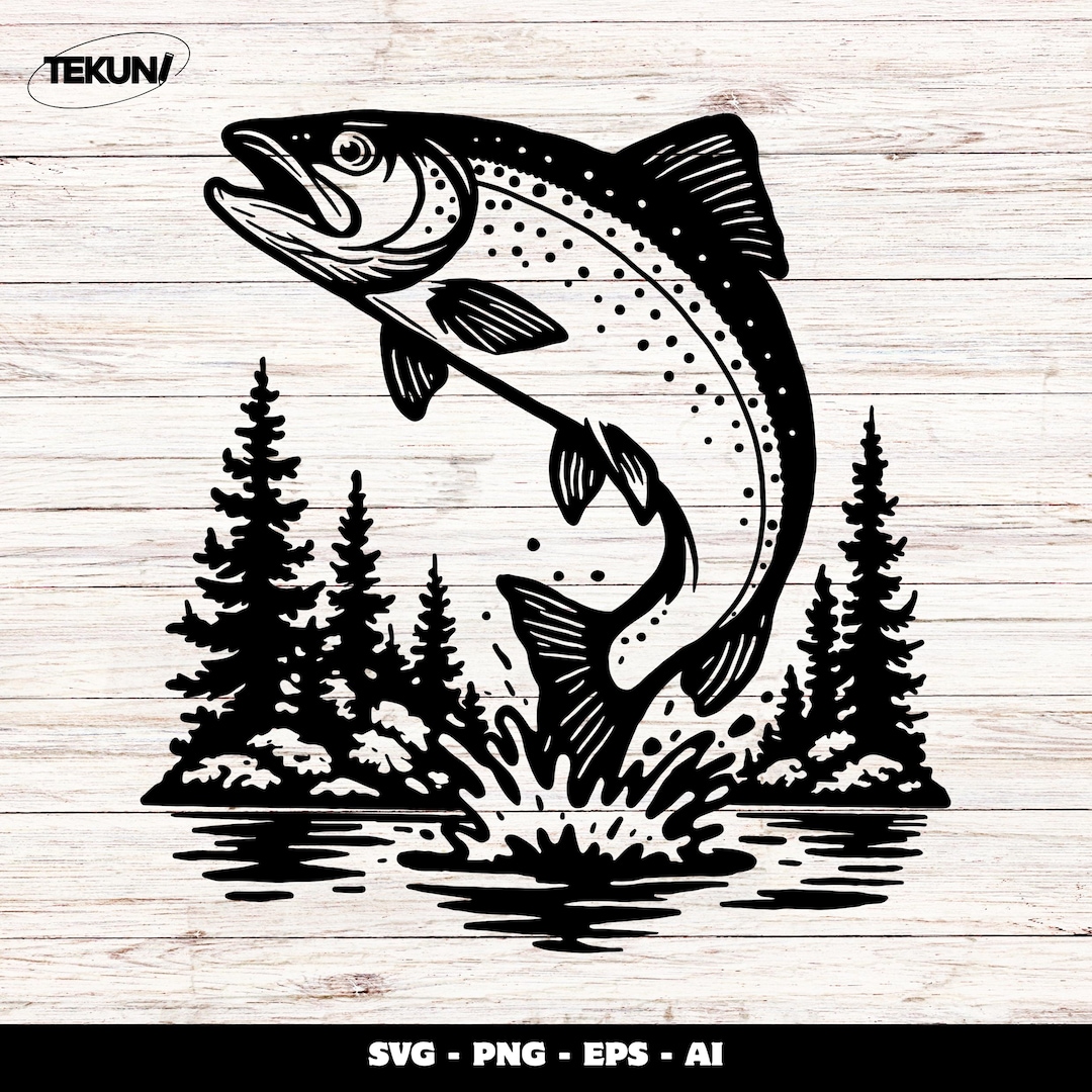 Rainbow Trout Jumping SVG: Fish Vector Art (digital Download) - Etsy