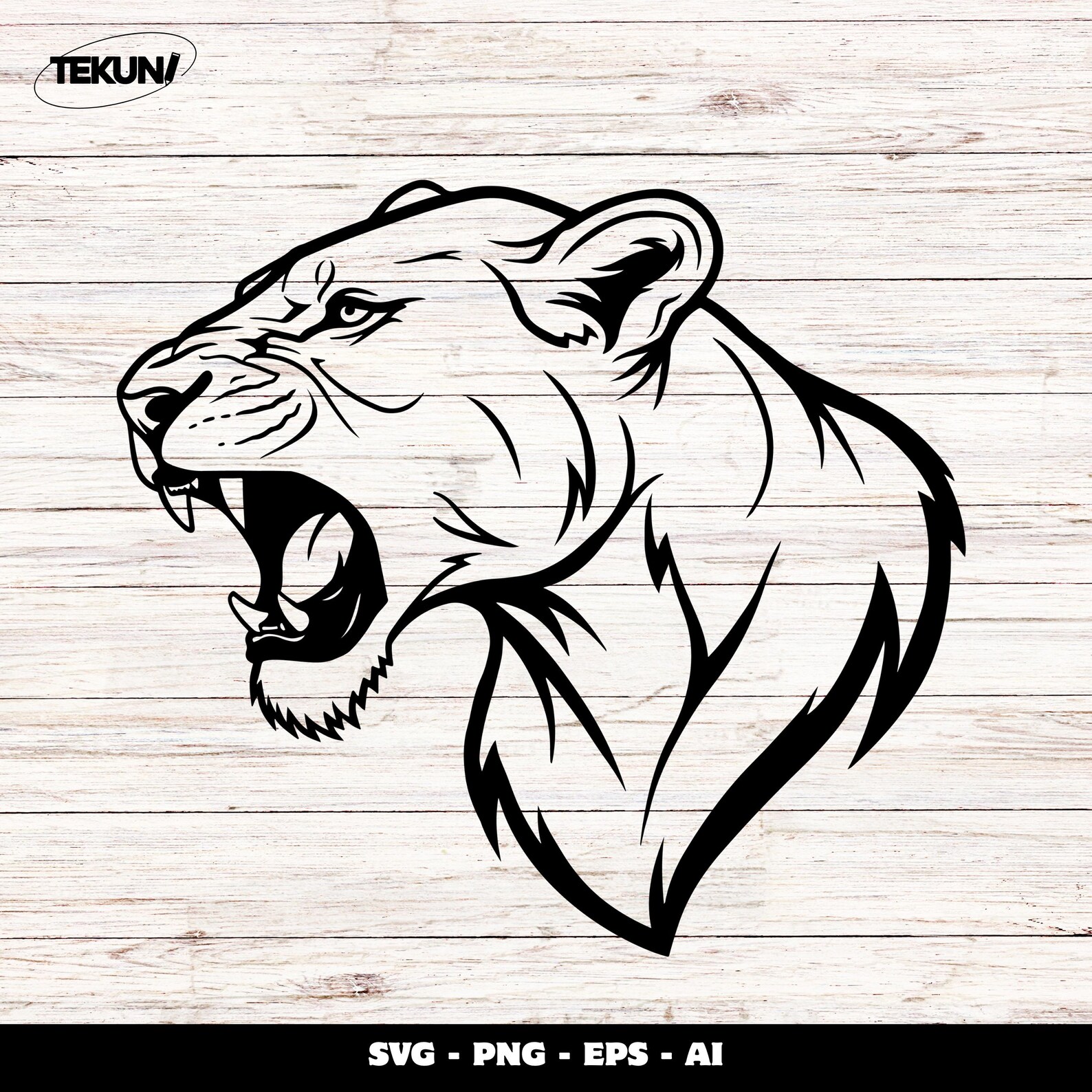 Lion Head SVG Bundle: Roaring Lion & Lioness Cut Files (digital ...