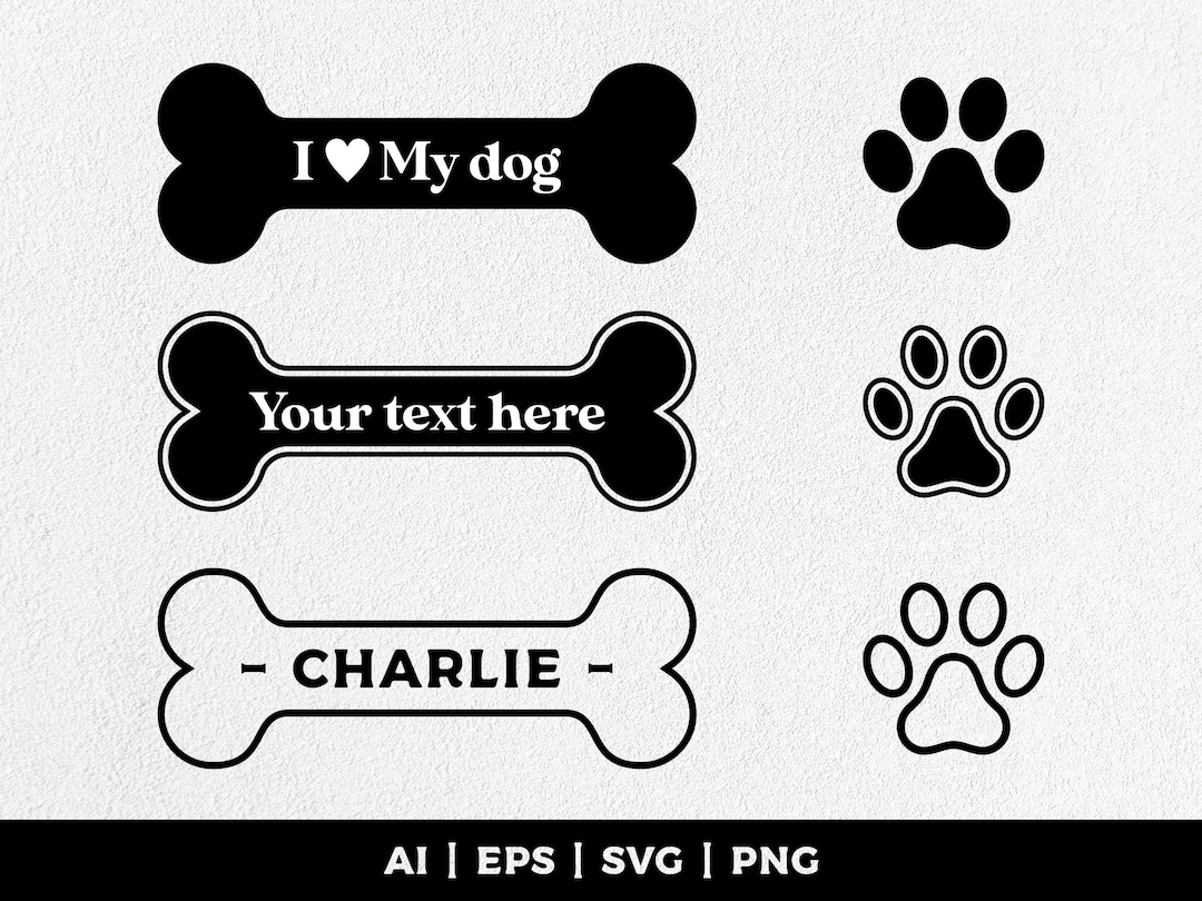Dog Bone & Paw Print SVG Bundle: Pet Stencil (digital Download) - Etsy