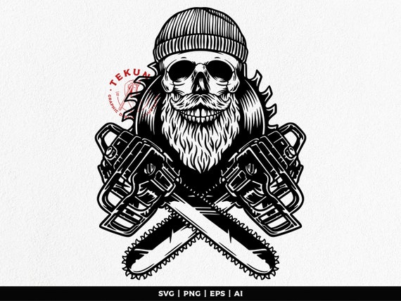 Lumberjack Skull With Chainsaw Svg Lumberjack Skull SVG - Etsy