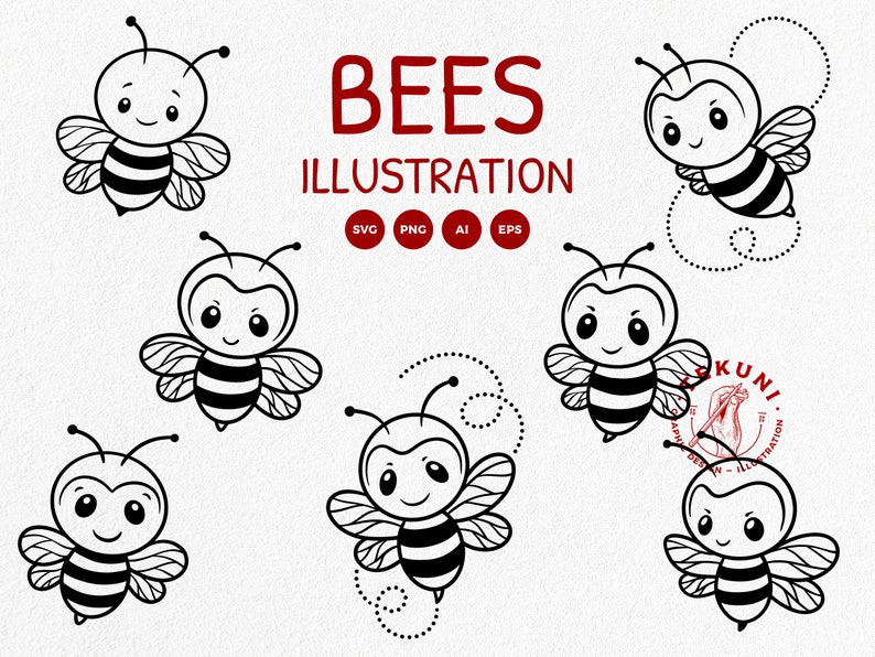 Cute Bee Svg, Bees Clipart - Instant Download - Etsy